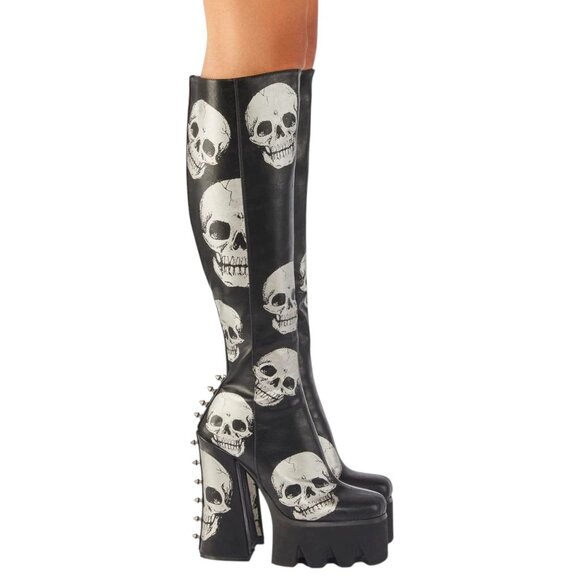 La Moda | Shoes | La Moda Dolls Kill Goth Platform Boots Black Kneehigh ...